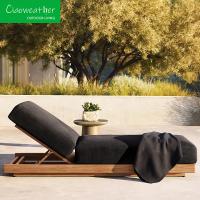 China Wood Modern Villa Balcony Pool Chaise Patio Outdoor Furniture Garden Teak Sun Loungers with Waterproof Cushions for sale