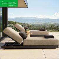 China Wood Modern Villa Balcony Pool Chaise Patio Outdoor Furniture Garden Teak Sun Loungers with Waterproof Cushions for sale