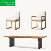 China Modern Outdoor Furniture Solid Wood Teak Courtyard Dining Armchair Wood Side Chair for Wooden Furniture Dining for sale