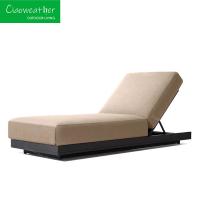 China Wood Modern Villa Balcony Pool Chaise Patio Outdoor Furniture Garden Teak Sun Loungers with Waterproof Cushions for sale