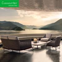China Waterproof Cushions Chair and Luxury Rope Weaving Coffee Table Furniture Set for Hotel Outdoor Dining Aluminum Frame Garden Set for sale