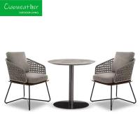 China Waterproof Cushions Chair and Luxury Rope Weaving Coffee Table Furniture Set for Hotel Outdoor Dining Aluminum Frame Garden Set for sale