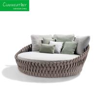 China Outdoor Furniture Rattan Round Bed for Villa Sun Room Courtyard Sofa Bed Beach Pool Creative for sale