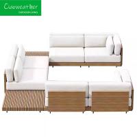 China Modern Teak Outdoor Sofa Set Solid Wood Waterproof Sun Protection Hotel Garden Patio for sale
