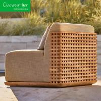 China Outdoor Foam Cushion Water-Resistant Fabric Hotel Luxury Teak Outdoor Sofa Set Solid Wood Garden Furniture for Sun Patio for sale