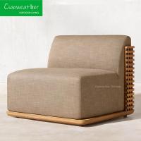 China Outdoor Foam Cushion Water-Resistant Fabric Hotel Luxury Teak Outdoor Sofa Set Solid Wood Garden Furniture for Sun Patio for sale
