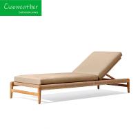 China Wood Outdoor Sun Lounge Chair for Luxury Resort Beach Chaise and Customized Color at Modern Hotel Patio for sale