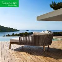 China Outdoor Foam Cushion Teak Wood Garden Patio Waterproof Rattan Daybed for Hotel Outdoor Furniture Sets for sale