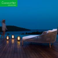 China Outdoor Foam Cushion Teak Wood Garden Patio Waterproof Rattan Daybed for Hotel Outdoor Furniture Sets for sale
