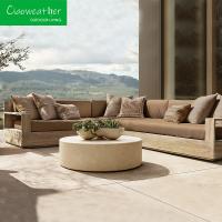 China Outdoor Furniture Luxury Hotel Modern Waterproof Wooden Sofa Set for Patio Leisure Teak Wood Waterproof Set for sale
