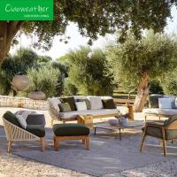 China Outdoor Foam Cushion Teak Wood Garden Patio Waterproof Rattan Daybed for Hotel Outdoor Furniture Sets for sale