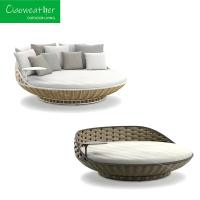 China Hotel Restaurant Banquet Home Coffee Outdoor Swing Chair with Cushion Sunbed Porch Swing Bed Sofa Rattan Patio Furniture Sets for sale