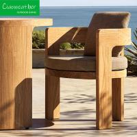 China Modern Design Customized Color Solid Wood Teak Courtyard Dining Armchair and Side Chair Set for Garden Furniture for sale