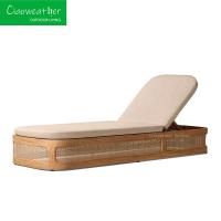 China Garden Patio Sun Lounger for Villa Courtyard Outdoor High End Furniture Hotel Swimming Pool Teak Sunlight Bath Bed Set for sale