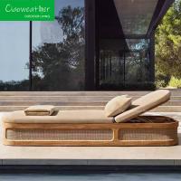 China Garden Patio Sun Lounger for Villa Courtyard Outdoor High End Furniture Hotel Swimming Pool Teak Sunlight Bath Bed Set for sale