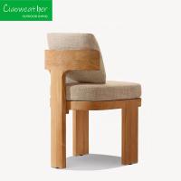 China Modern Design Customized Color Solid Wood Teak Courtyard Dining Armchair and Side Chair Set for Garden Furniture for sale