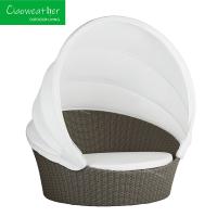 China Aluminum Frame Outdoor Rattan Woven Round Bed for Modern Garden Courtyard Pool Beach Home Bath Hotel Leisure Sofa for sale