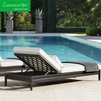 China Modern Style Outdoor Sun Bed Furniture with Waterproof Cushions and Nordic Design Teak Wood Chaise Lounge Recliner for sale