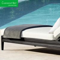 China Modern Style Outdoor Sun Bed Furniture with Waterproof Cushions and Nordic Design Teak Wood Chaise Lounge Recliner for sale