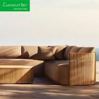 China Customized Color Modern Patio Villa Wooden Sofa Leisure Outdoor Courtyard Teak Wood Garden Sofa Set for sale