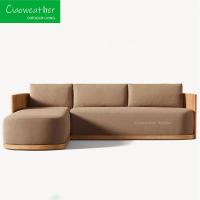 China Customized Color Modern Patio Villa Wooden Sofa Leisure Outdoor Courtyard Teak Wood Garden Sofa Set for sale