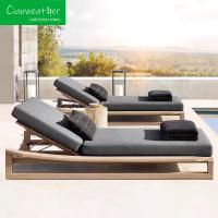 China Modern Teak Chaise Waterproof Cushioned Sun Lounger for Luxury Outdoor Pool and Beachside Relaxation for sale