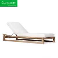 China Modern Teak Chaise Waterproof Cushioned Sun Lounger for Luxury Outdoor Pool and Beachside Relaxation for sale