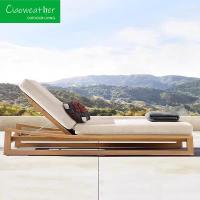 China Modern Teak Chaise Waterproof Cushioned Sun Lounger for Luxury Outdoor Pool and Beachside Relaxation for sale