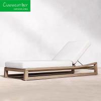China Modern Teak Chaise Waterproof Cushioned Sun Lounger for Luxury Outdoor Pool and Beachside Relaxation for sale