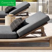China Modern Teak Chaise Waterproof Cushioned Sun Lounger for Luxury Outdoor Pool and Beachside Relaxation for sale