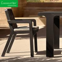 China Teakwood Courtyard Dining Set Modern Wooden Furniture with Solid Wood Armchair and Side Chair for sale