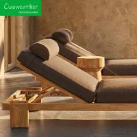China Outdoor Garden Villa Resort Furniture Teakwood Lying Bed Set with Sunshine Beach and Swimming Pool for sale