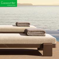 China Outdoor Garden Villa Resort Furniture Teakwood Lying Bed Set with Sunshine Beach and Swimming Pool for sale