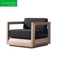 China OutdoorFoam Cushion and Water-Resistant Fabric Luxury Teak Sofa Sets for Outdoor Living for sale