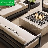 China OutdoorFoam Cushion and Water-Resistant Fabric Luxury Teak Sofa Sets for Outdoor Living for sale