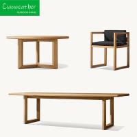 China Teakwood Garden Furniture Dining Set with Solid Wood Armchair and Side Chair in Customized Color for sale
