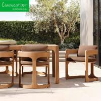 China Modern Design Style Wooden Furniture Villa Garden Dining Set Solid Wood Teak Courtyard Armchair Wood Side Chair for sale