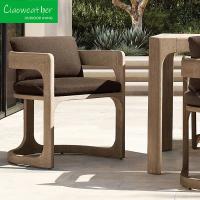 China Modern Design Style Wooden Furniture Villa Garden Dining Set Solid Wood Teak Courtyard Armchair Wood Side Chair for sale