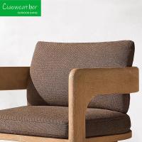 China Modern Design Style Wooden Furniture Villa Garden Dining Set Solid Wood Teak Courtyard Armchair Wood Side Chair for sale