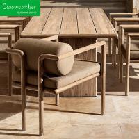 China Courtyard Wooden Furniture Garden Furniture Dining Set Solid Wood Villa Teak Dining Armchair with Modern Design Style for sale