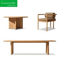 China Courtyard Wooden Furniture Garden Furniture Dining Set Solid Wood Villa Teak Dining Armchair with Modern Design Style for sale