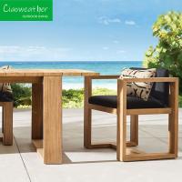 China Modern Design Solid Wood Dining Set for Outdoor Furniture Teak Wood Side Chair and Armchair in Courtyard Garden Dining for sale