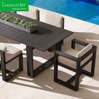 China Modern Design Solid Wood Dining Set for Outdoor Furniture Teak Wood Side Chair and Armchair in Courtyard Garden Dining for sale