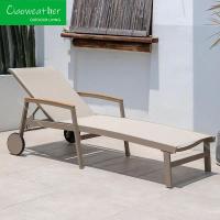 China Outdoor Garden Patio Aluminum Frame Swimming Ledge Lounger with Waterproof Cushion and Wheels for sale