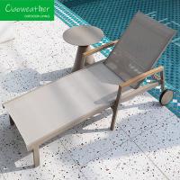 China Outdoor Garden Patio Aluminum Frame Swimming Ledge Lounger with Waterproof Cushion and Wheels for sale