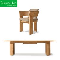 China Wooden Furniture Garden Furniture Dining Set Solid Wood Teak Courtyard Dining Armchair Wood Side Chair for Garden Dining for sale