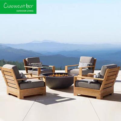 China Water-resistant Fabric and Outdoor Foam Cushion Customized Modern Teak Sofa Set for Garden for sale