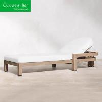 China Modern Outdoor Furniture Teak Swimming Pool Sunbed Patio Beach Furniture Lounge Chair Luxury Lounger with Waterproof Upholstery Cushion for sale