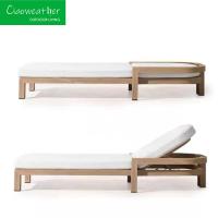 China Modern Outdoor Furniture Teak Swimming Pool Sunbed Patio Beach Furniture Lounge Chair Luxury Lounger with Waterproof Upholstery Cushion for sale