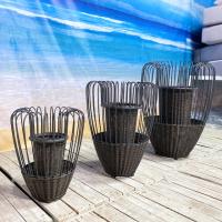 China Floor Rattan Cover Flower Pot with Zinc Basin Inside and Advanced Technology for sale